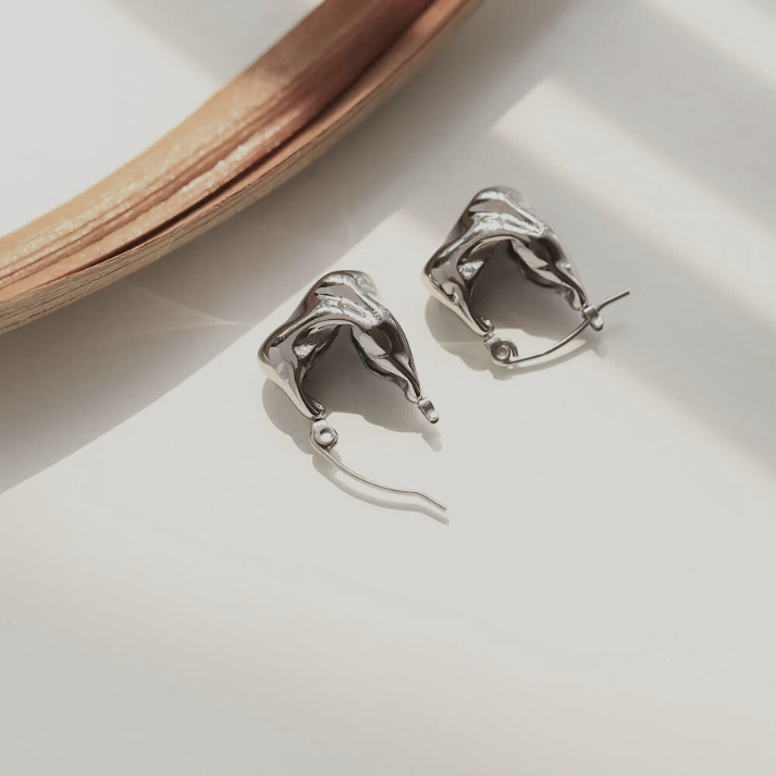 Molten Earrings - Stainless Steel with Fluid Organic Design – Deliberately Plain